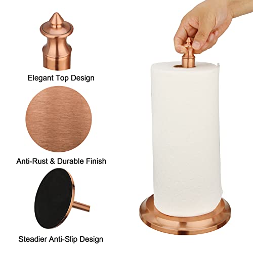 Paper Towel Holder Stand for Kitchen Countertop & Dining Room Table (Copper, Classical)