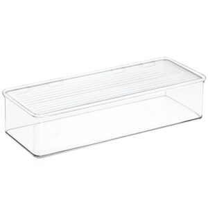 idesign kitchen binz stackable box, 14cm x 34cm x 7.5cm, clear, 14 x 34 x 7.5 cm