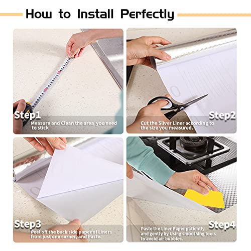 RNBFEIOU Self Adhesive Shelf Liner, Water and Oil Proof Kitchen Drawer Liners, Dirt Resistant Cabinet Liners, Works Perfect on Kitchen Backsplash, Shelves, Drawers, Cabinets, 23.6in x196.8in (Orange)