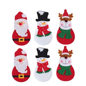 amosfun 6pcs christmas silverware holder pockets santa snowman reindeer knives forks bags cutlery holders pockets christmas table decorations