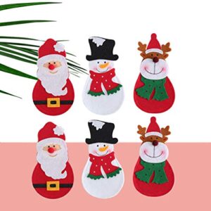 Amosfun 6pcs Christmas Silverware Holder Pockets Santa Snowman Reindeer Knives Forks Bags Cutlery Holders Pockets Christmas Table Decorations