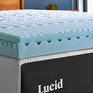 Lucid 2 Inch Mattress Topper Queen - Memory Foam Mattress Topper Queen - 5 Zone Gel Infusion - CertiPur Certified Foam