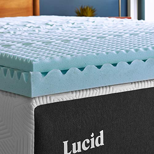 Lucid 2 Inch Mattress Topper Queen - Memory Foam Mattress Topper Queen - 5 Zone Gel Infusion - CertiPur Certified Foam