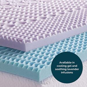 Lucid 2 Inch Mattress Topper Queen - Memory Foam Mattress Topper Queen - 5 Zone Gel Infusion - CertiPur Certified Foam