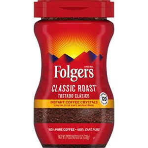 folgers classic roast instant coffee crystals, 8 ounces