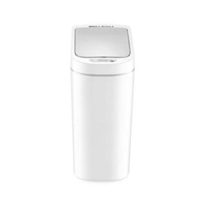 ninestars amz-7-2 bathroom automatic infrared motion sensor trash can, 1.8 gal 7l, abs plastic trashcan (slim, white)