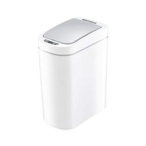 Ninestars AMZ-7-2 Bathroom Automatic Infrared Motion Sensor Trash Can, 1.8 Gal 7L, ABS Plastic Trashcan (Slim, White)