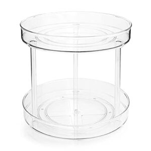 ech.apr lazy susan turntable 360° rotating cabinet organizer clear spice rack organizer for cabinet, pantry, kitchen (2 tier-11 inch)