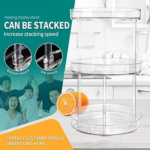 Ech.Apr Lazy Susan Turntable 360° Rotating Cabinet Organizer Clear Spice Rack Organizer for Cabinet, Pantry, Kitchen (2 tier-11 inch)