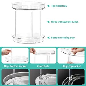 Ech.Apr Lazy Susan Turntable 360° Rotating Cabinet Organizer Clear Spice Rack Organizer for Cabinet, Pantry, Kitchen (2 tier-11 inch)