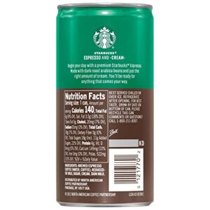 Starbucks Ready to Drink Coffee, Espresso & Cream, 6.5oz Cans (12 Pack) (Packaging May Vary)