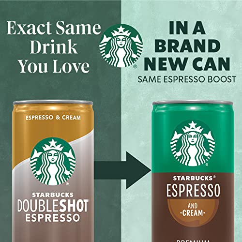 Starbucks Ready to Drink Coffee, Espresso & Cream, 6.5oz Cans (12 Pack) (Packaging May Vary)