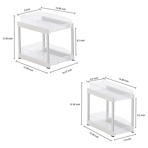 Under Sink Organizer, Bathroom Organizers & Storage, 2-Tier Organizer with Clear Sliding Baskets & Pull Out Drawer, Shelf Holder, Under Cabinet Storage for for Kitchen,Countertop,Office(Big Size)