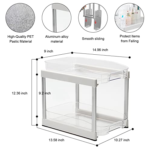 Under Sink Organizer, Bathroom Organizers & Storage, 2-Tier Organizer with Clear Sliding Baskets & Pull Out Drawer, Shelf Holder, Under Cabinet Storage for for Kitchen,Countertop,Office(Big Size)