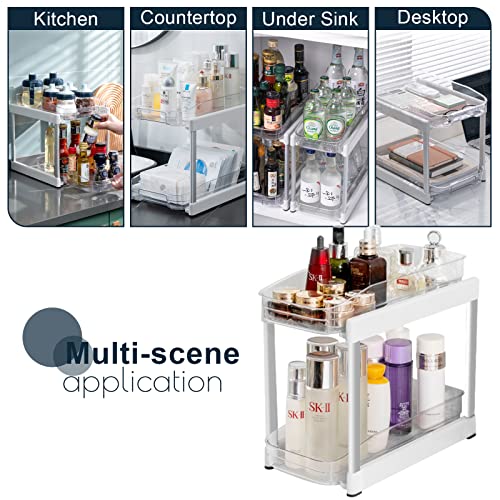 Under Sink Organizer, Bathroom Organizers & Storage, 2-Tier Organizer with Clear Sliding Baskets & Pull Out Drawer, Shelf Holder, Under Cabinet Storage for for Kitchen,Countertop,Office(Big Size)