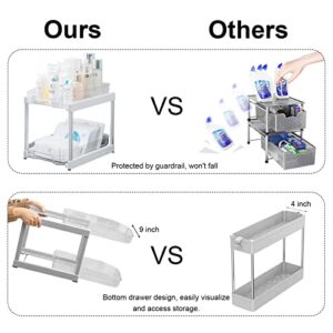 Under Sink Organizer, Bathroom Organizers & Storage, 2-Tier Organizer with Clear Sliding Baskets & Pull Out Drawer, Shelf Holder, Under Cabinet Storage for for Kitchen,Countertop,Office(Big Size)