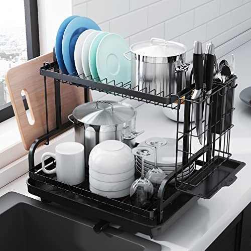 Sakugi Dish Drying Rack- 2-Layer Stainless Steel Dish Rack and Drainboard Set with Drainage,ZZLJ2