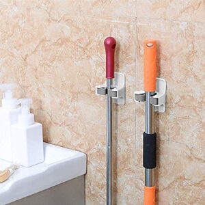 MCOMCE Broom Holder, Sturdy Broom Holder Wall Mount, Broom Gripper Holds Self Adhesive No Drilling Super Anti-Slip, Broom and Dustpan Hanger for Home, Kitchen, Garden, Garage Storage Systems, 4 PCS