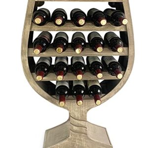 CoTa Global Modern Wine Glass Shaped Wall Mounted Wine Rack - 18 Bottles Freestanding Wooden Wine Holder, Hanging Bottle Rack or Floor Stand, Wine Storage Shelf Organizer for Wine Bar & Home Décor