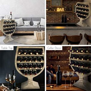 CoTa Global Modern Wine Glass Shaped Wall Mounted Wine Rack - 18 Bottles Freestanding Wooden Wine Holder, Hanging Bottle Rack or Floor Stand, Wine Storage Shelf Organizer for Wine Bar & Home Décor