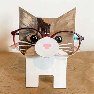 creative animal glasses holder, wooden eyeglass stand, pet glasses stand, christmas creative eyeglasses holder animal, christmas new year gift home office desktop decor (d)