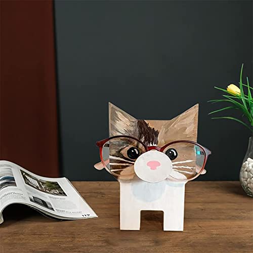 Creative Animal Glasses Holder, Wooden Eyeglass Stand, Pet Glasses Stand, Christmas Creative Eyeglasses Holder Animal, Christmas New Year Gift Home Office Desktop Decor (D)