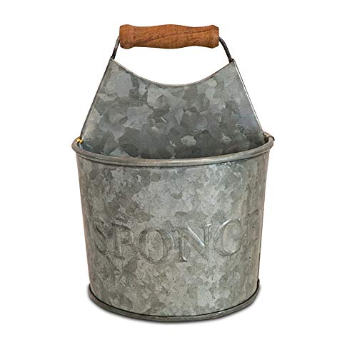 NIRMAN Rustic Galvanized Farmhouse Dish Sponge Holder, Utensil Caddy,Kitchen Countertop Caddy.