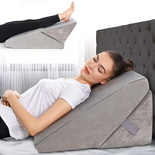 Bed Wedge Pillow - Adjustable 9&12 Inch Folding Memory Foam Incline Cushion System for Legs and Back Support Pillow - Acid Reflux, Anti Snoring, Heartburn, Reading – Machine Washable