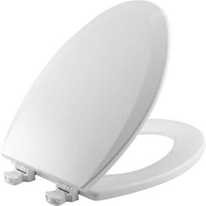 bemis 1500ec 390 toilet seat with easy clean & change hinges, elongated, durable enameled wood, cotton white