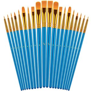 paint brushes set, 20 pcs paint brushes for acrylic painting, oil watercolor acrylic paint brush, artist paintbrushes for body face rock canvas, kids adult drawing arts crafts supplies, blue