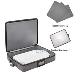 AGX Bravo Platter Storage Case, Hard Shell, Stackable China Storage Containers for Moving, Inside Measures 17'' x 13'', 3 Felt Dividers Included