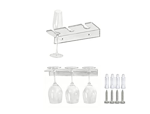 Generic Brands Stemware Rack,Wine Glasses Holder Under Cabinet Organization and Storage Set of 2, Clear Acrylic Finish 11 Inch Wine Glass Rack