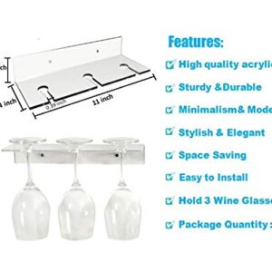 Generic Brands Stemware Rack,Wine Glasses Holder Under Cabinet Organization and Storage Set of 2, Clear Acrylic Finish 11 Inch Wine Glass Rack