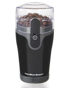 hamilton beach fresh grind electric coffee grinder for beans, spices and more, stainless steel blades, removable chamber, makes up to 12 cups, black