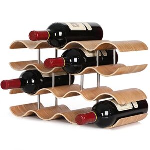 jotboom wine rack countertop 14-bottle wine rack wood wine bottle holder stand free standing 4-tier wine storage wine shelf organizer perfect for home décor bar gifts