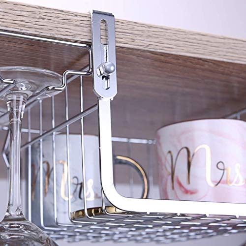 ZUQIEE Household Items Wine Glass Holder Under Shelf Wine Rack Shelf Inserts for Cupboard Stainless Steel Goblet Rack Red Wine Cup Holder Kitchen Cabinet Hanging Wine Rack