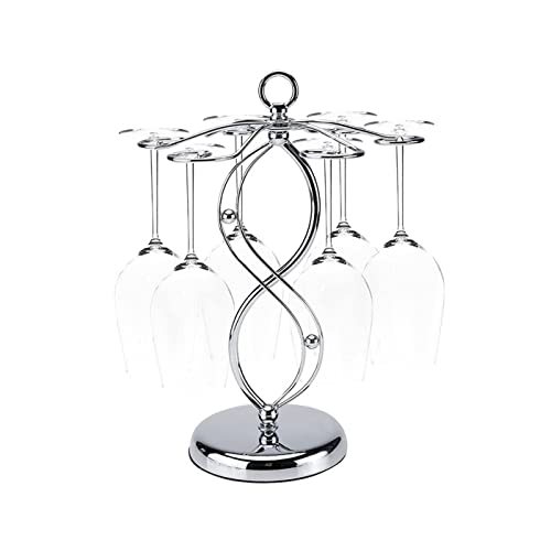 Homya Wine Glass Holder - Countertop Metal Wine Holder Vertical Wine Glass Display Rack for Bar Kitchen Table, Offers 6 Wine Glasses, Silver