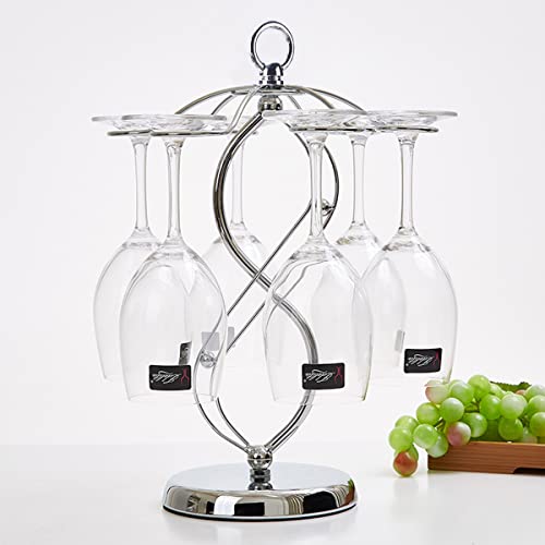 Homya Wine Glass Holder - Countertop Metal Wine Holder Vertical Wine Glass Display Rack for Bar Kitchen Table, Offers 6 Wine Glasses, Silver