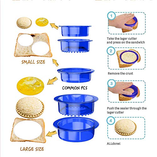 Tribe Glare 5 pcs of 2 sets Bread Sandwich Maker mold-Uncrustables Sandwich Cutter for Kids - Sandwich Cutter Sealer and DIY cookie cutter Lunch Lunchbox and Bento Box of Childrens Boys Girls (blue)