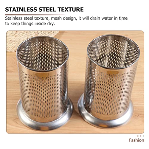 Cabilock 2pcs Kitchen Utensil Chopsticks Straw Holder Stainless Steel Silverware Holder Countertop Utensil Holder for Kitchen Home Office Pen Holder Organizer