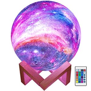 brightworld moon lamp galaxy lamp 5.9 inch 16 colors led 3d moon light, remote & touch control lava lamp moon night light gifts for girls boys kids women birthday