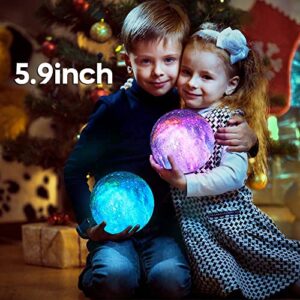 BRIGHTWORLD Moon Lamp Galaxy Lamp 5.9 inch 16 Colors LED 3D Moon Light, Remote & Touch Control Lava Lamp Moon Night Light Gifts for Girls Boys Kids Women Birthday