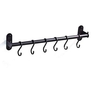 pan rack storage holder organizer utensil wall mounted pot modern bar aluminum cabinet shelf hardware punched hanging rail kitchen hanger(6 hooks)