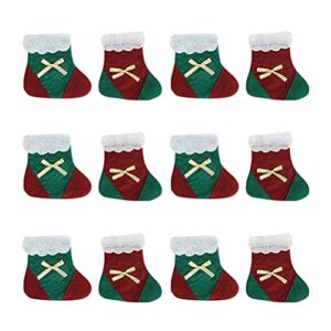 12Pcs Christmas Sock Cutlery Bag Lovely Mini Tableware Cover Chic Storage Pocket Decor for Celebration Party