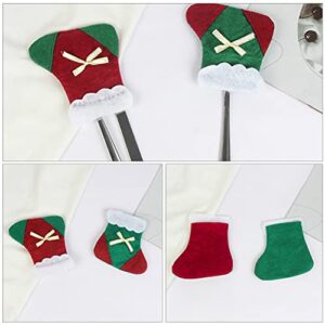 12Pcs Christmas Sock Cutlery Bag Lovely Mini Tableware Cover Chic Storage Pocket Decor for Celebration Party