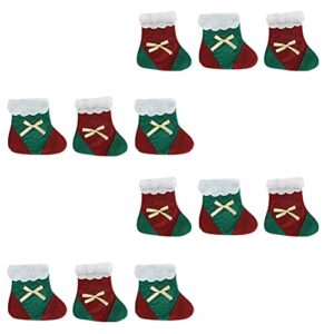 12Pcs Christmas Sock Cutlery Bag Lovely Mini Tableware Cover Chic Storage Pocket Decor for Celebration Party