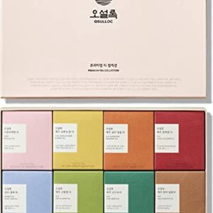 OSULLOC Premium Tea Collection Gift Set, Premium Organic Pure & Blended Tea from Jeju, Tea Bag Series 40 count, 8 flavors x 5 EA