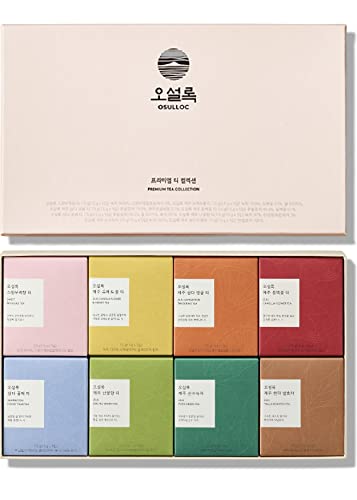 OSULLOC Premium Tea Collection Gift Set, Premium Organic Pure & Blended Tea from Jeju, Tea Bag Series 40 count, 8 flavors x 5 EA