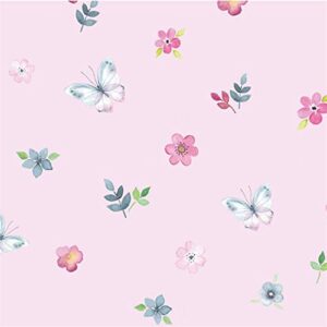 decorative pink floral butterfly pattern contact paper self adhesive floral shelf drawer liner cabinets dresser furniture arts and crafts vinyl sticker wall paper (17.7×78.7 inches)