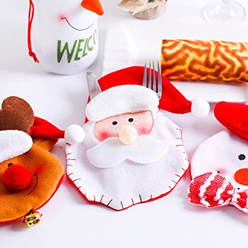 4pcs Christmas Style Cutlery Bags Exquisite Cutlery Holding Bags Desktop Decors Decor for Celebration Party